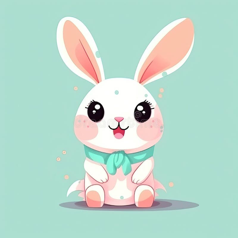 Adorable Easter Bunny Cartoon on a Colour Pastel Background. Generative ...