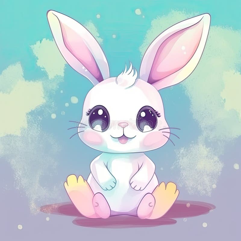 Adorable Easter Bunny Cartoon on a Colour Pastel Background. Generative ...