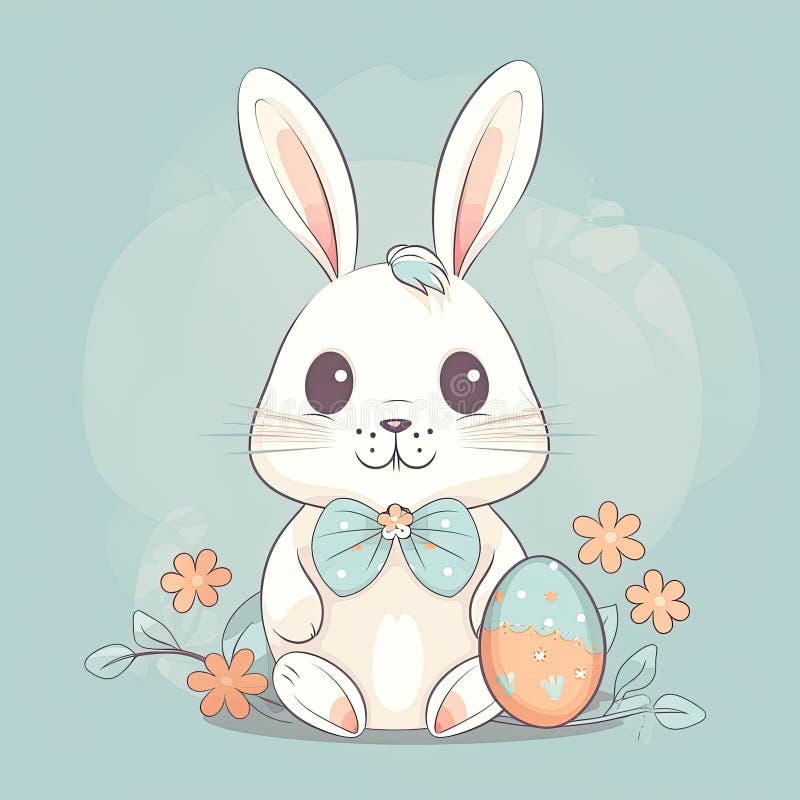 Adorable Easter Bunny Cartoon on a Colour Pastel Background. Generative ...