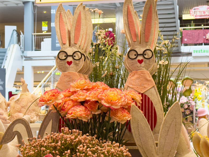 Adorable Easter Bunny Decorations with Glasses in Spring Flowers ...