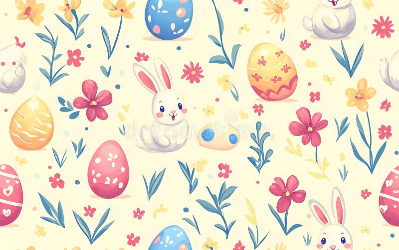 Adorable Easter Bunny and Egg Pattern: a Festive Springtime Design ...