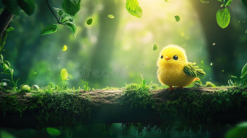 Adorable Easter Chick in Lush Forest Setting for Springtime Celebration ...