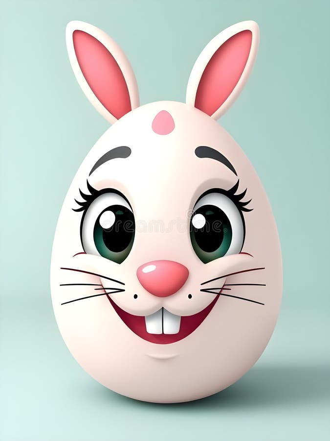 Adorable Easter Design: Egg Bunny with Big Eyes and Smile Stock ...