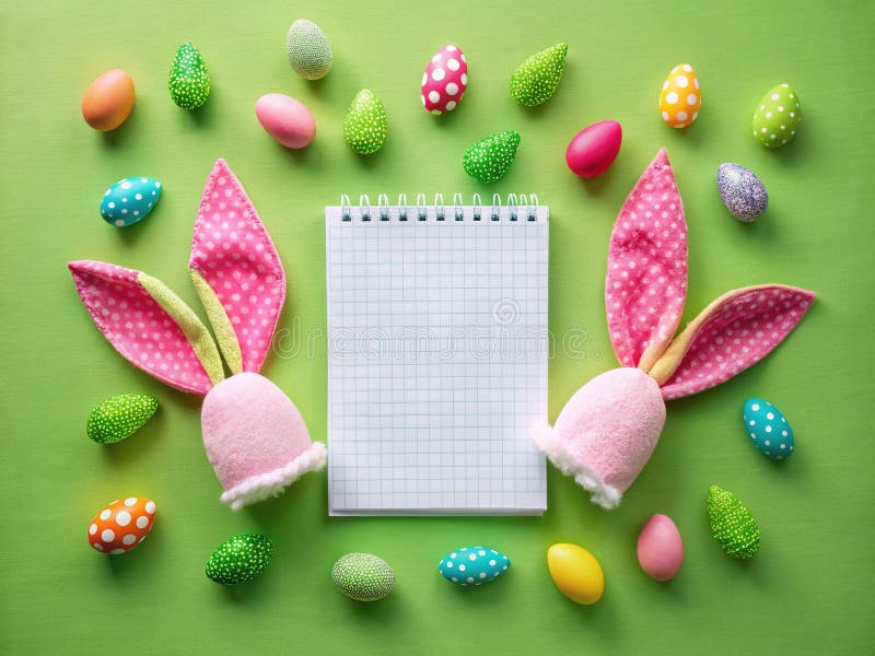 Adorable Easter Notepad Mockup SpringThemed Design with Bunny Ears on a ...