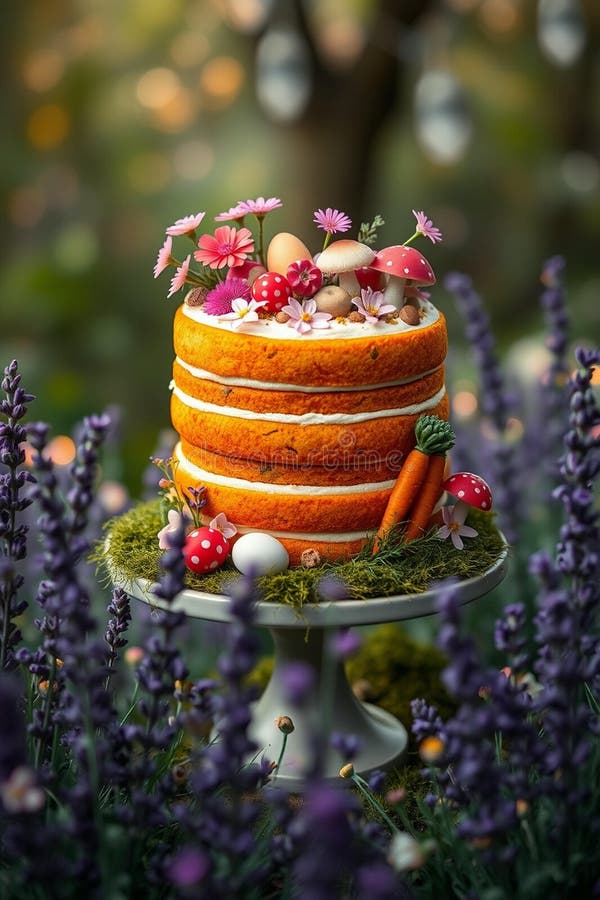 Adorable Easter Spring Cake Stock Illustration - Illustration of nature ...