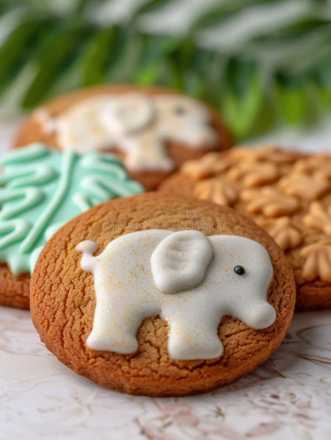 Adorable Elephant-shaped Cookie on a Plate Stock Illustration ...