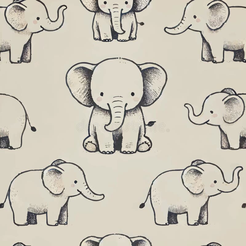 Adorable Elephants Print Design in Vector Stock Vector - Illustration ...