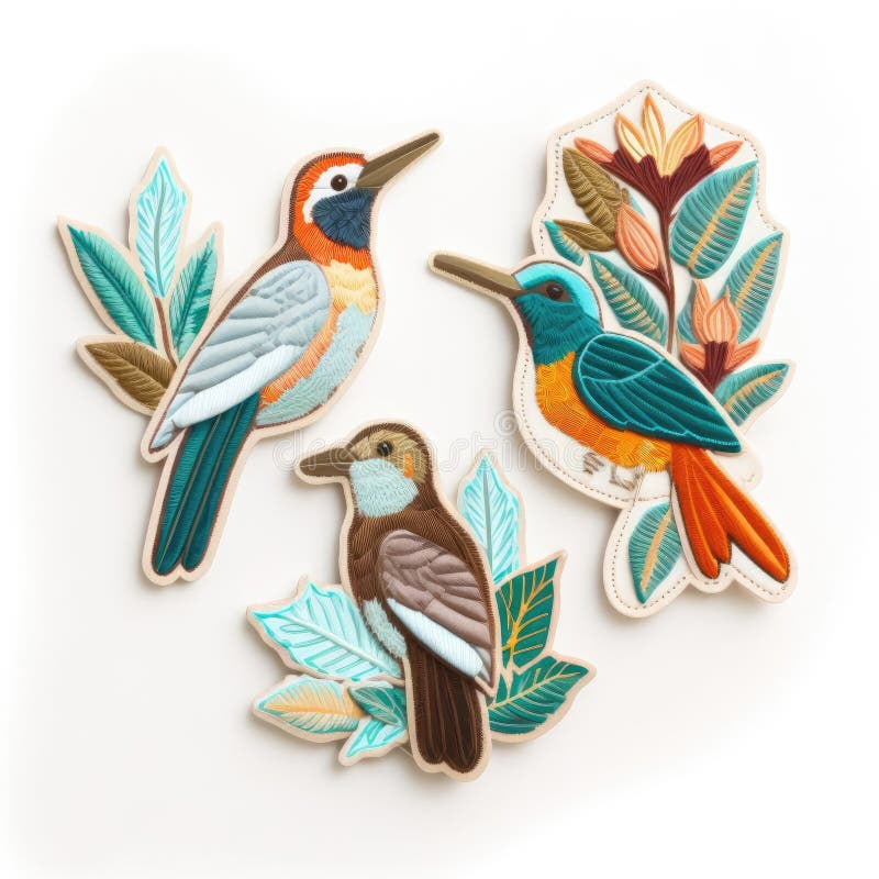 Adorable Embroidered Patch Collection on White Background for Crafting ...