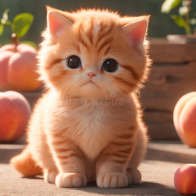 A Adorable Fat Peach Kitten Stock Illustration - Illustration of tabby ...