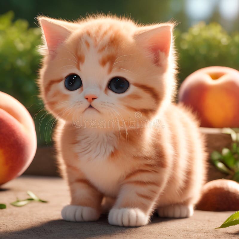 A Adorable Fat Peach Kitten Stock Illustration - Illustration of tabby ...