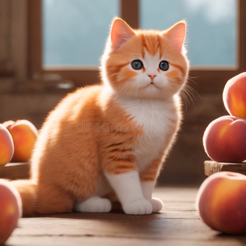 A Adorable Fat Peach Kitten Stock Illustration - Illustration of ...