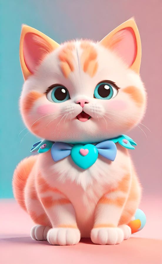 A Adorable Fat Peach Kitten Stock Illustration - Illustration of ...