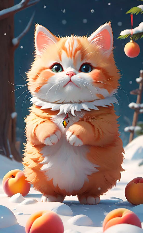 A Adorable Fat Peach Kitten Stock Illustration - Illustration of young ...