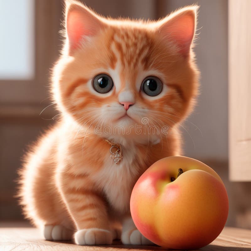 A Adorable Fat Peach Kitten Stock Illustration - Illustration of ...