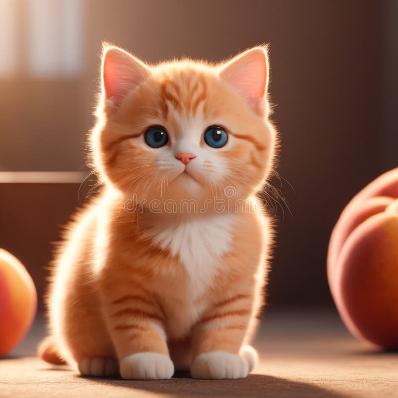 A Adorable Fat Peach Kitten Stock Illustration - Illustration of tabby ...