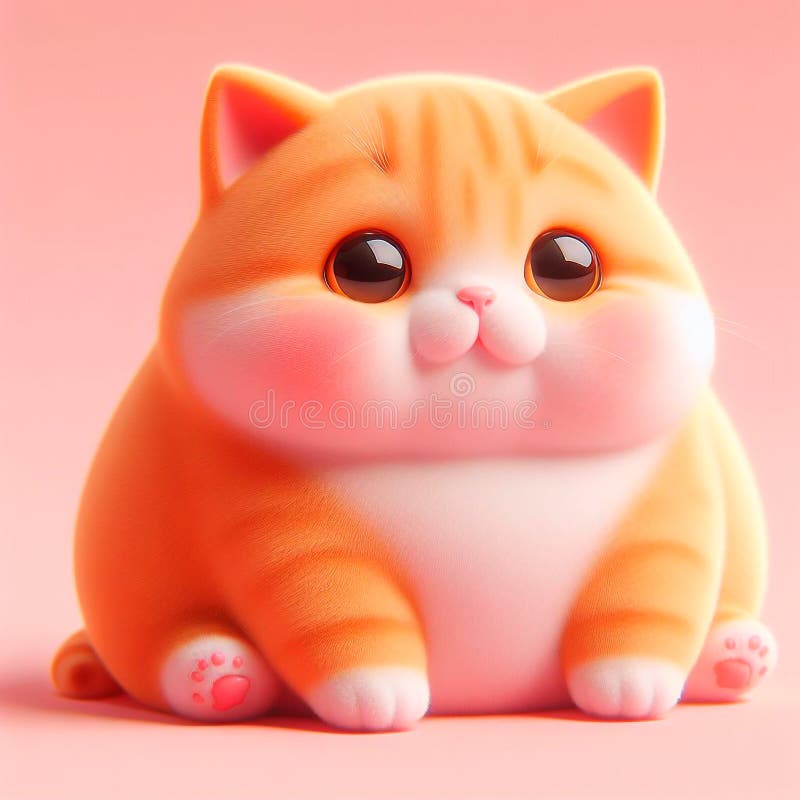 A Adorable Fat Peach Kitten Stock Illustration - Illustration of ...