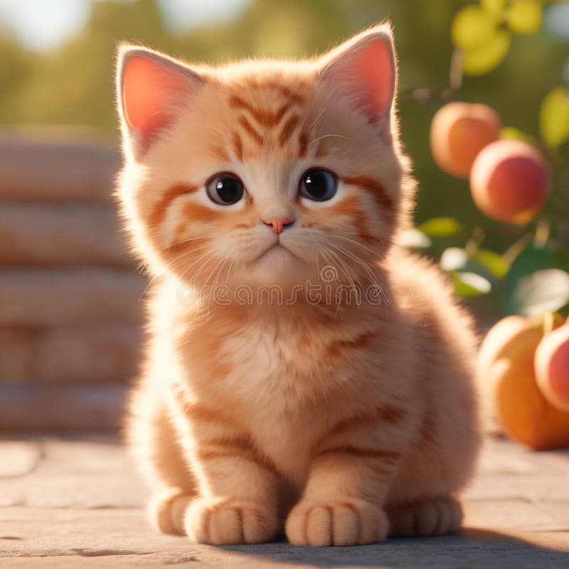 A Adorable Fat Peach Kitten Stock Illustration - Illustration of eyes ...