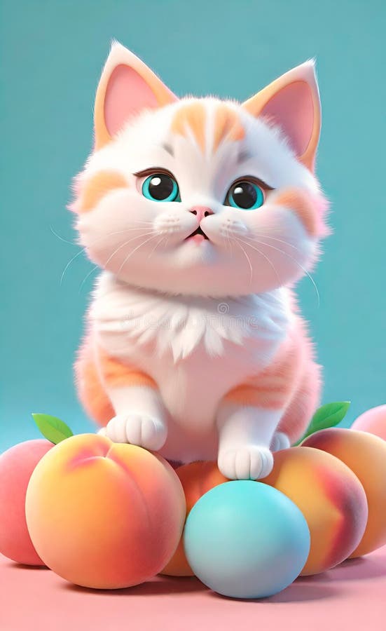 A Adorable Fat Peach Kitten Stock Illustration - Illustration of fluffy ...