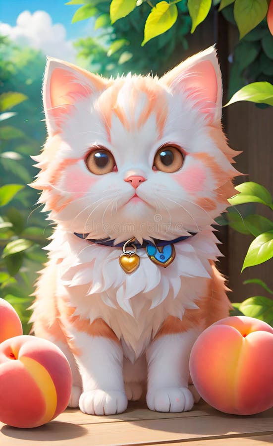 A Adorable Fat Peach Kitten Stock Illustration - Illustration of ...