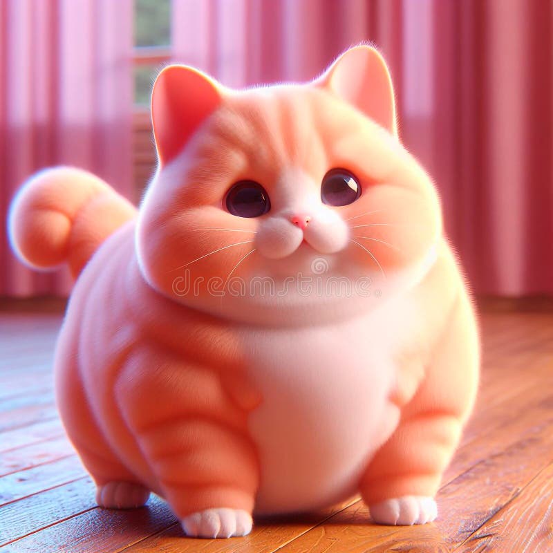 A Adorable Fat Peach Kitten Stock Illustration - Illustration of fluffy ...