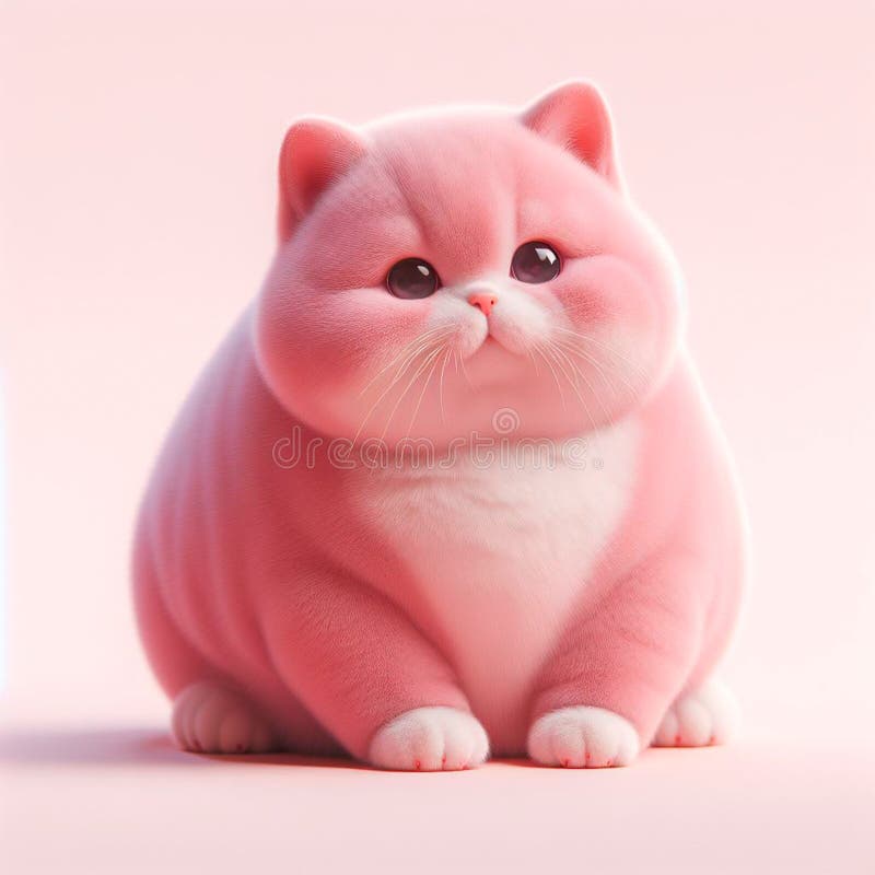 A adorable fat pink kitten stock illustration. Illustration of nature ...
