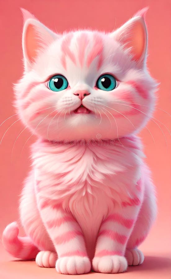 A adorable fat pink kitten stock illustration. Illustration of animal ...