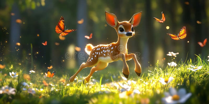 Adorable Fawn in Magical Forest HighResolution Fantasy Deer Image Stock ...
