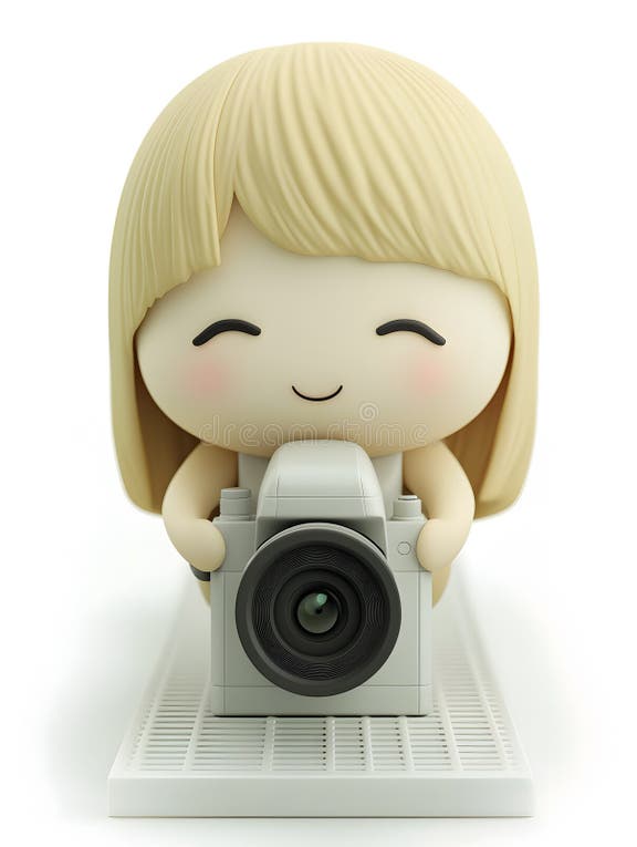 Adorable Female Character with a Camera Stock Illustration ...