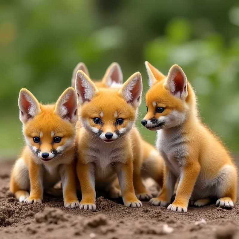 Adorable Fennec Fox Pups in a Playful Scene Stock Image - Image of pups ...