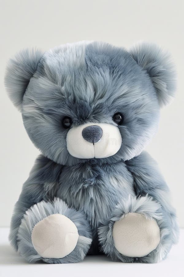 Adorable Fluffy Blue Bear in Soft Lighting on Clean Background Stock ...