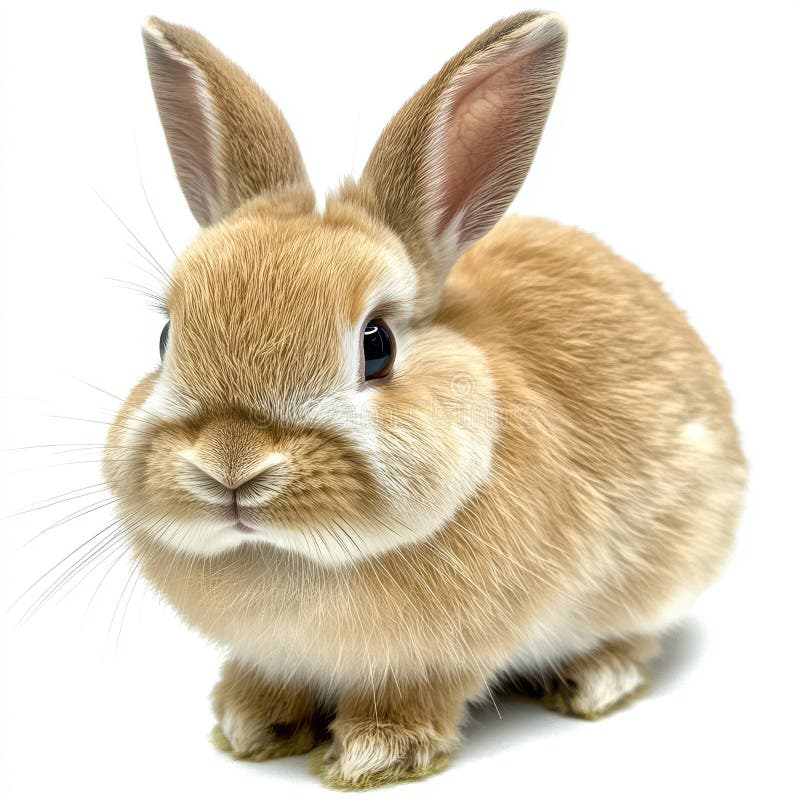 Adorable Fluffy Brown Rabbit Isolated on White Background Stock ...