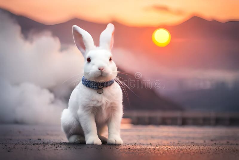 Adorable Fluffy Bunny in the Glow of the Sun. Generated by AI Stock ...