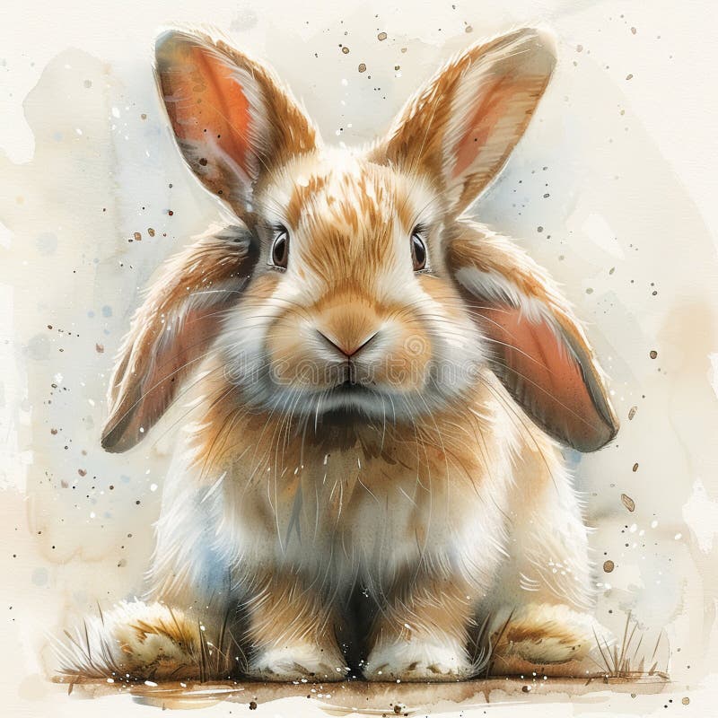 Adorable Fluffy Bunny Portrait Stock Illustration - Illustration of ...