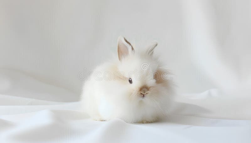 Adorable Fluffy Bunny Rabbit on White Background Stock Photo - Image of ...