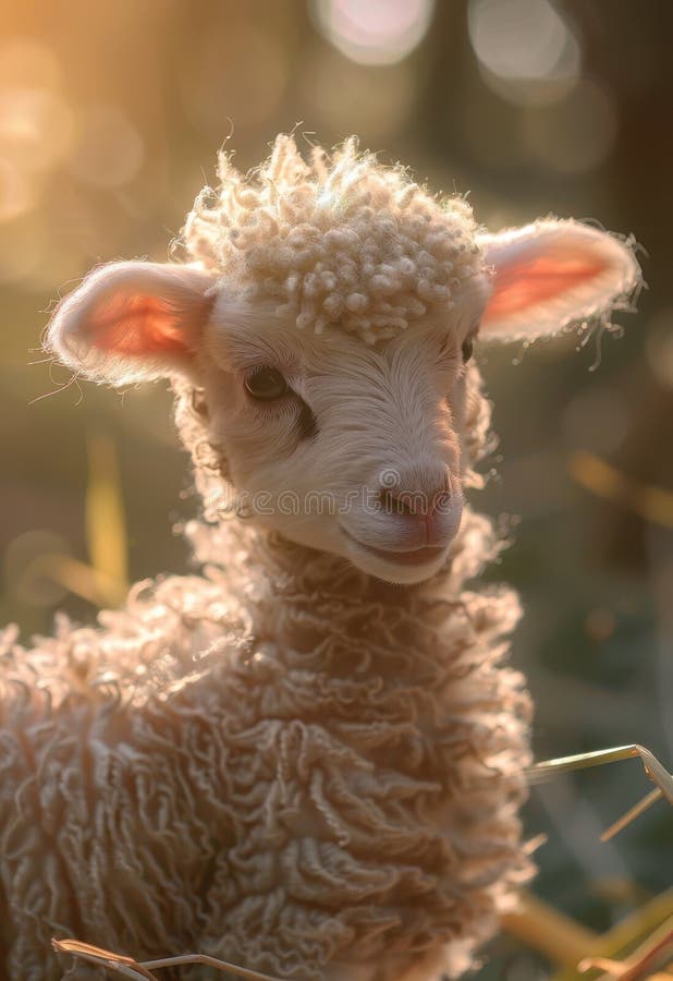 Adorable Fluffy Lamb in Natural Light Stock Illustration - Illustration ...