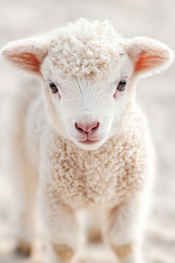 Adorable Fluffy Lamb Portrait in Soft Natural Light Stock Image - Image ...