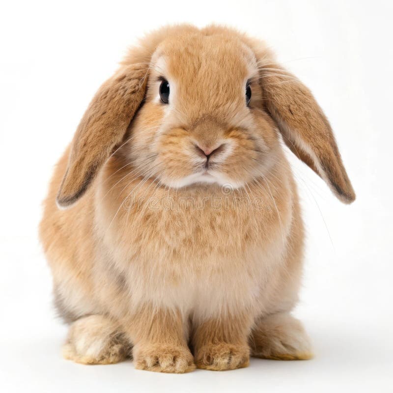 Adorable Orange Lop Rabbit Sitting on White Background Cute Pet ...
