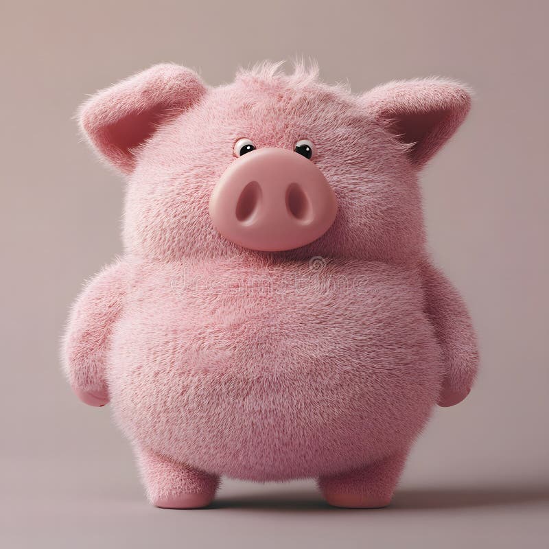 Adorable Fluffy Pig: 3D Render of a Cute Pink Piglet Stock Illustration ...