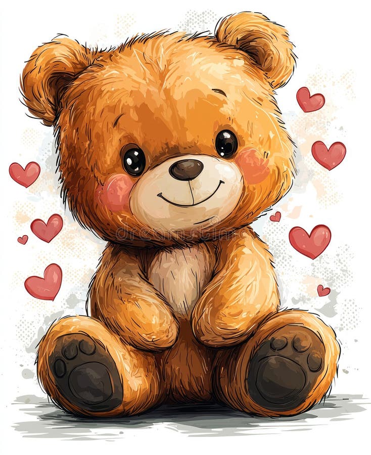 Fluffy Teddy Bear with Rainbow Color on the Hair. Cottony Hair ...