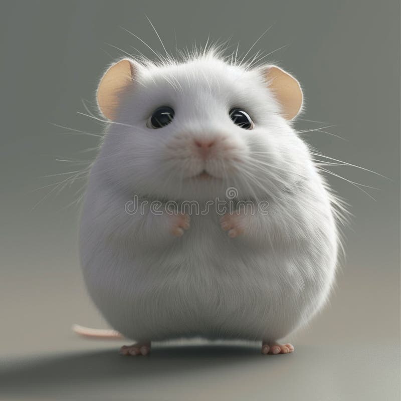 Adorable Fluffy White Hamster with Big Eyes and Tiny Paws. Stock Photo ...