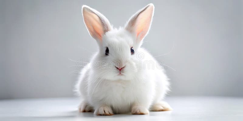 Adorable Fluffy White Rabbit Poses Against a Pristine White Background ...