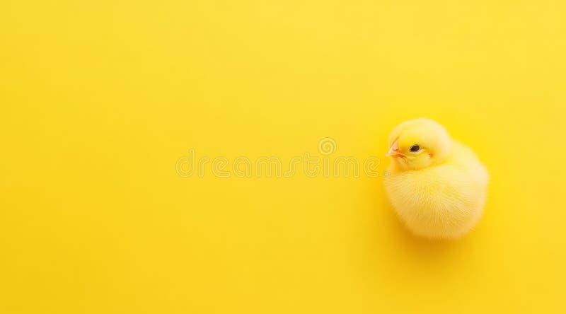 Adorable Fluffy Yellow Baby Chick Sitting on Vibrant Yellow Background ...