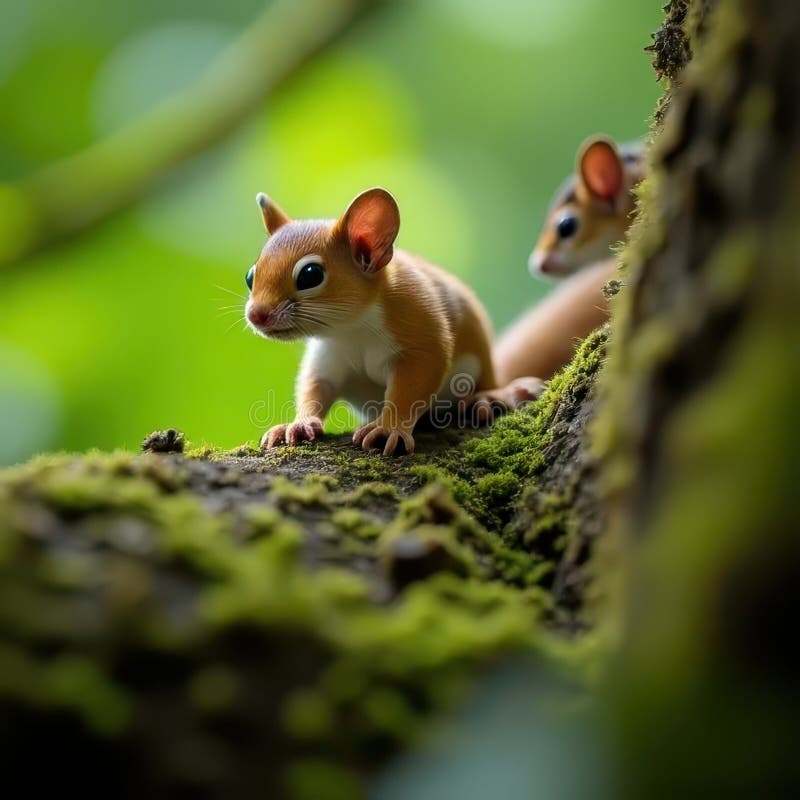 Adorable Flying Squirrels in Their Natural Habitat Stock Illustration ...