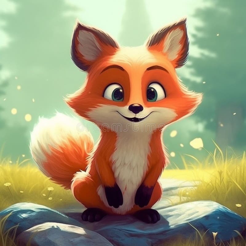 Cute and Adorable Fox Animation Stock Illustration - Illustration of ...