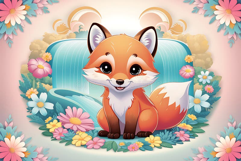 Adorable Fox Animation stock illustration. Illustration of comics ...
