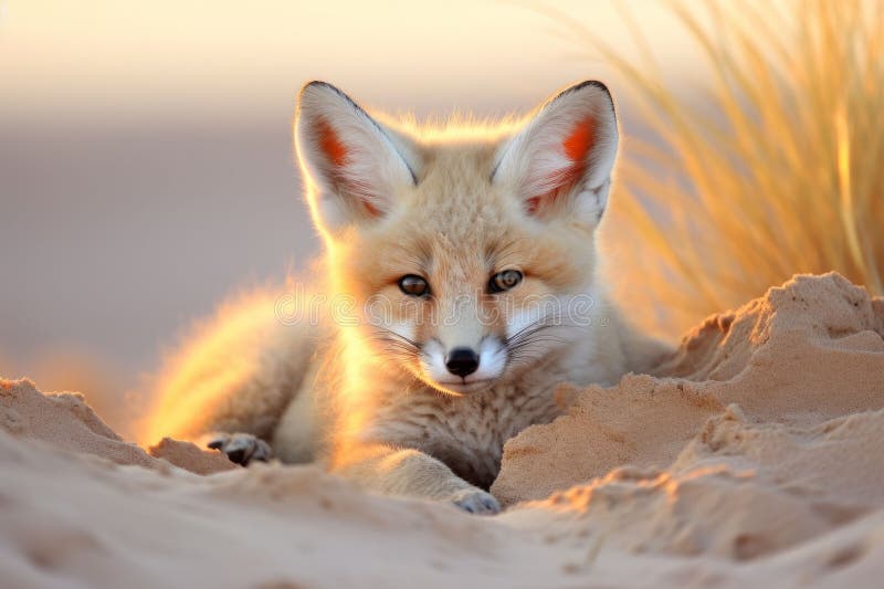 Adorable Fox Perched Atop a Sandy Beach, Ai-generated. Stock ...