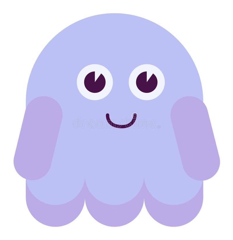 Adorable Friendly Ghost Illustration (color Blueberry, Pose 3) Stock ...