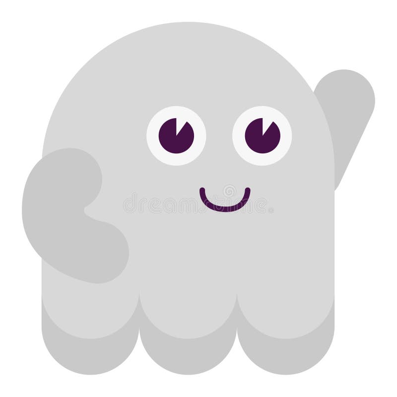 Adorable Friendly Ghost Illustration (color Gray, Pose 1) Stock ...