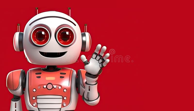 A Adorable Friendly Robot With Headphones Generative Ai Stock Illustration Illustration Of