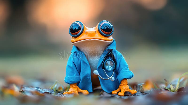 Adorable Frog Doctor in a Blue Coat Stock Illustration - Illustration ...